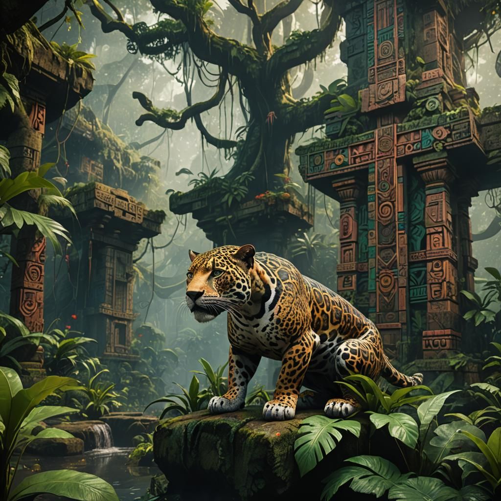 jaguar in mexican aztec rainforest - AI Generated Artwork - NightCafe ...