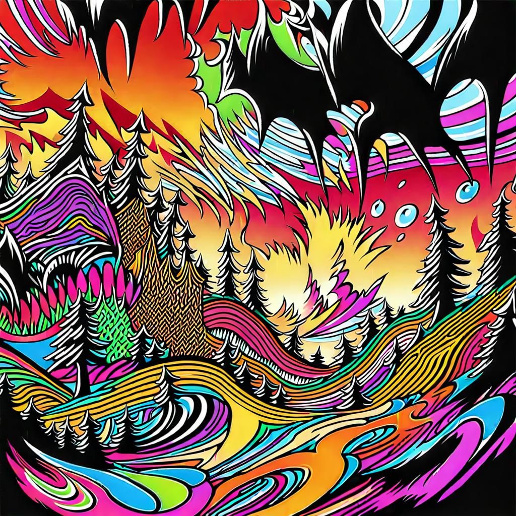 Reversed city in a surreal abstract in an Upside-down world with steam ...