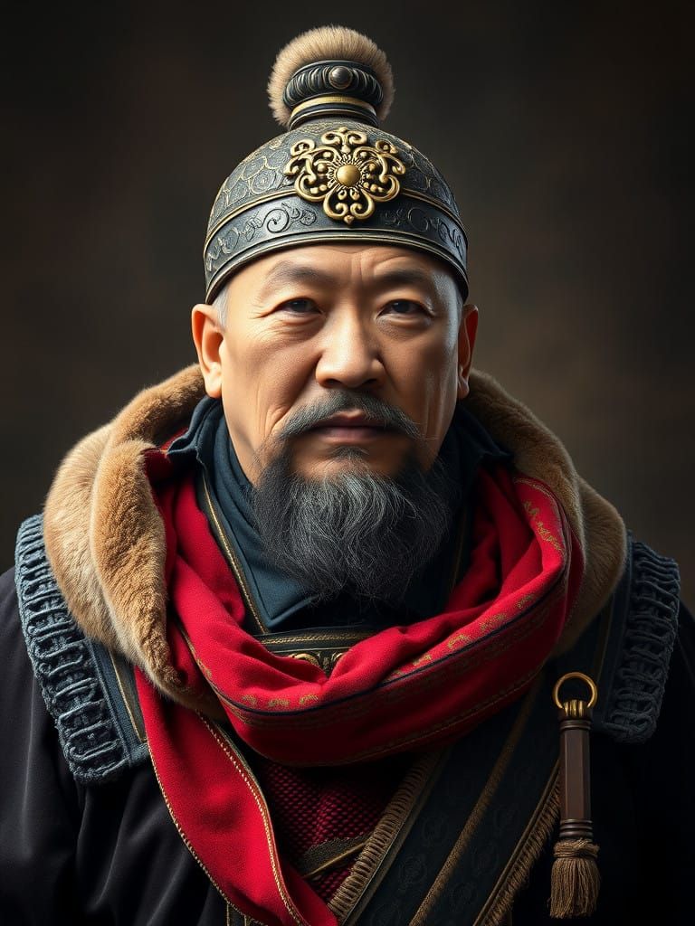Portrait of Genghis Khan one of the most infamous leaders in world history.