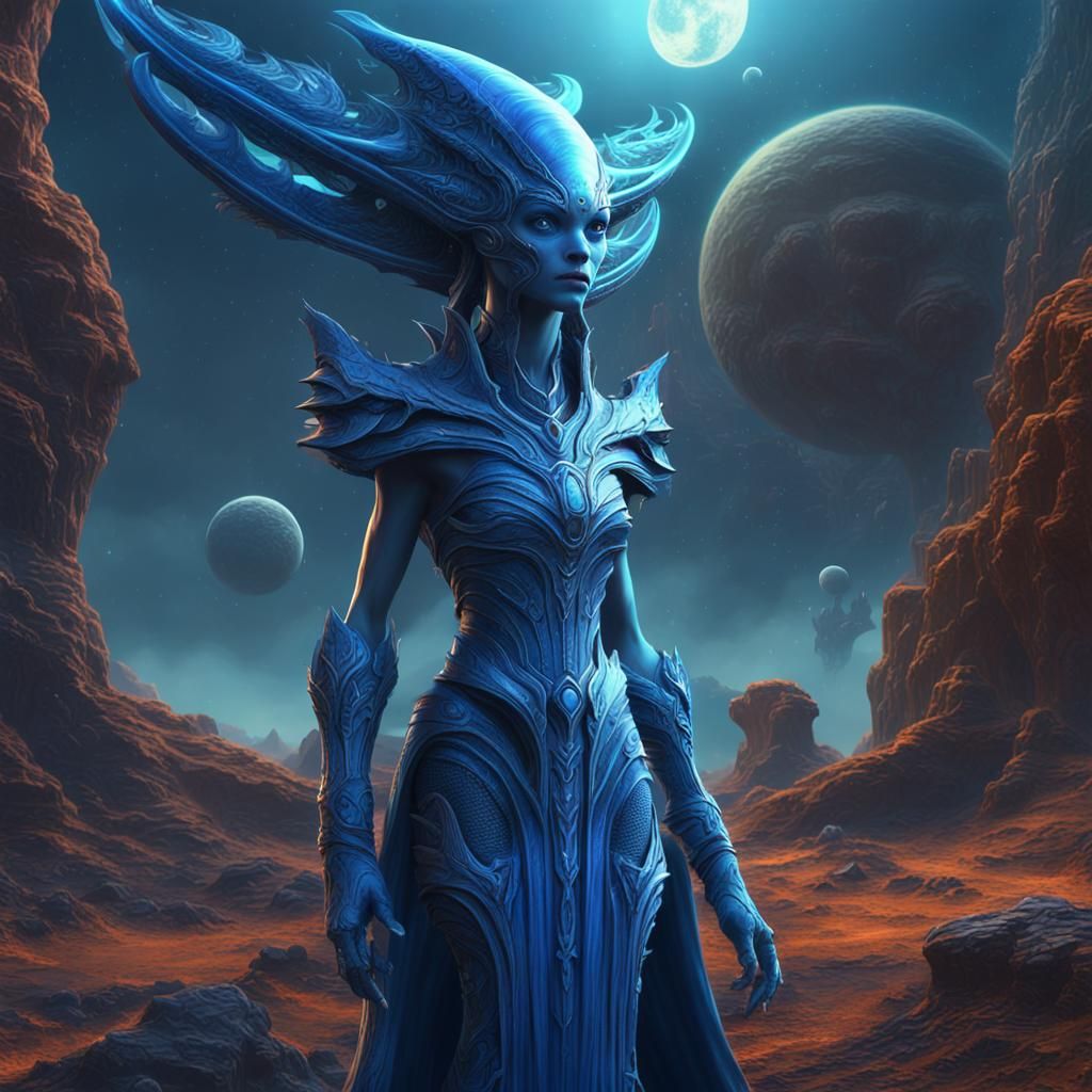 blue goddess like alien in a eris planet - AI Generated Artwork ...