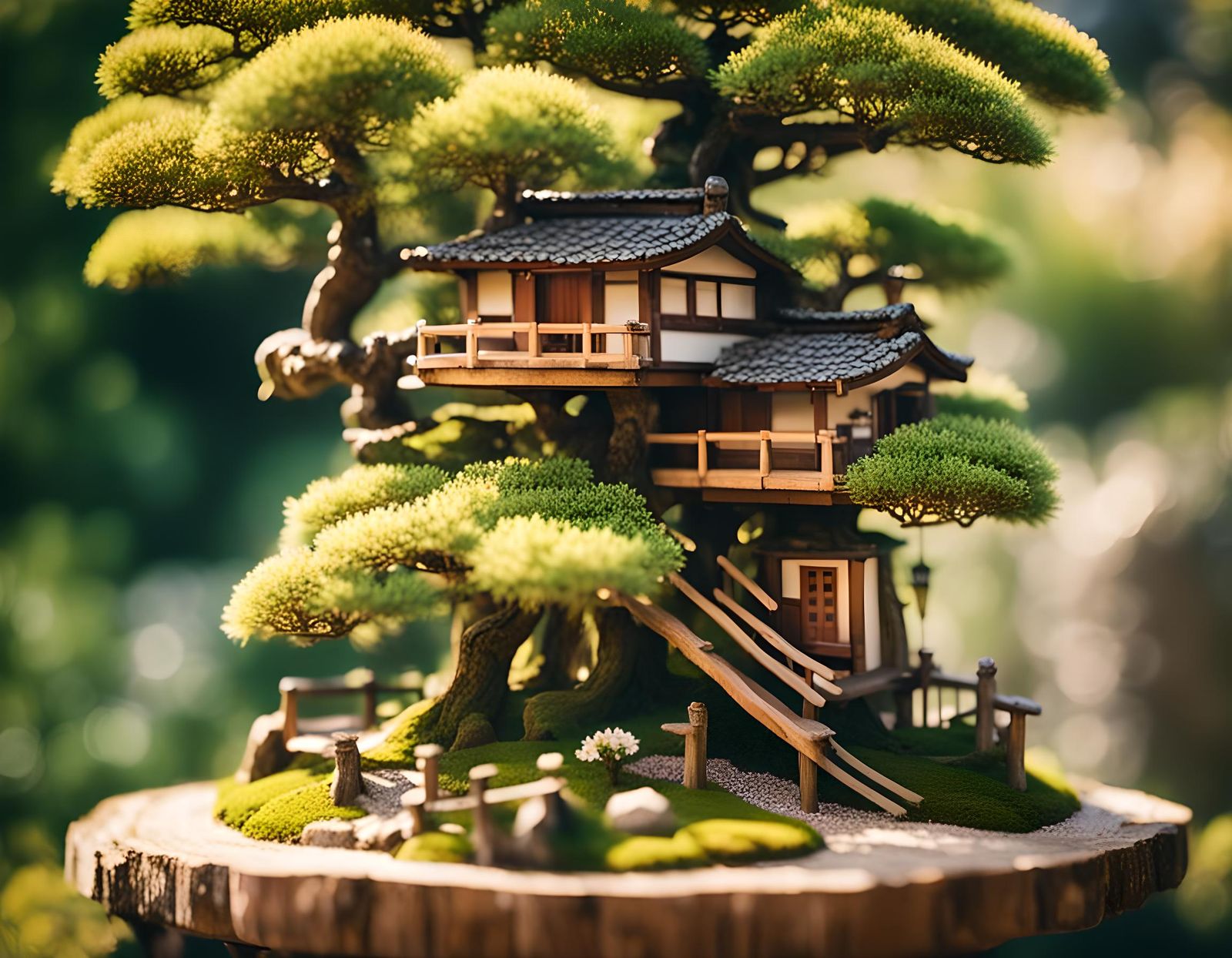 Bonsai Treehouse - AI Generated Artwork - NightCafe Creator