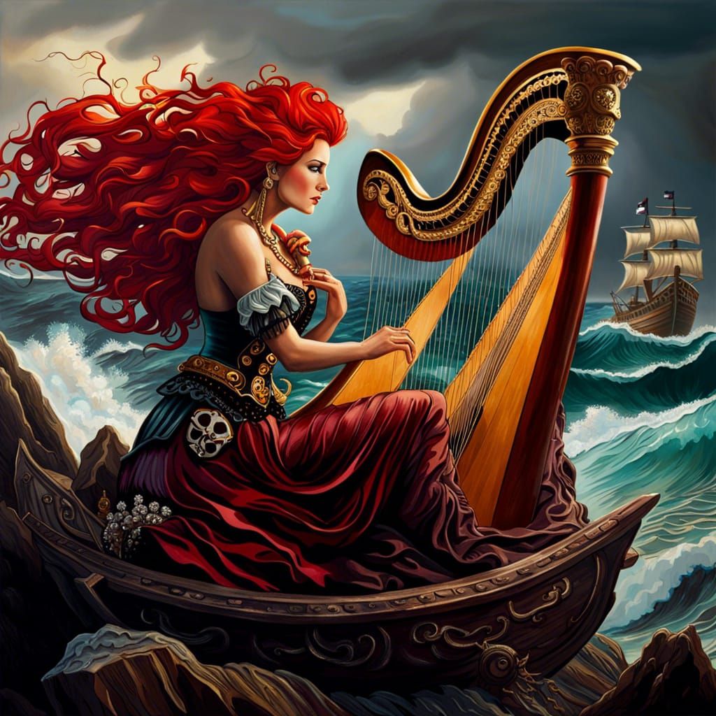 Music of the Siren calling the Sailors onto the Rocks - AI Generated ...