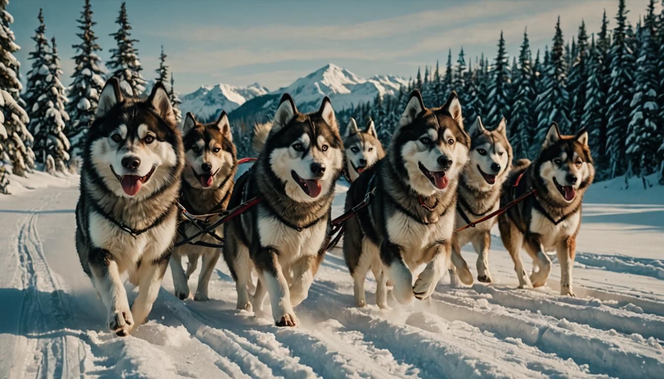 Alaskan Malamutes pulling sled - Alaskan Malamutes pulling s...