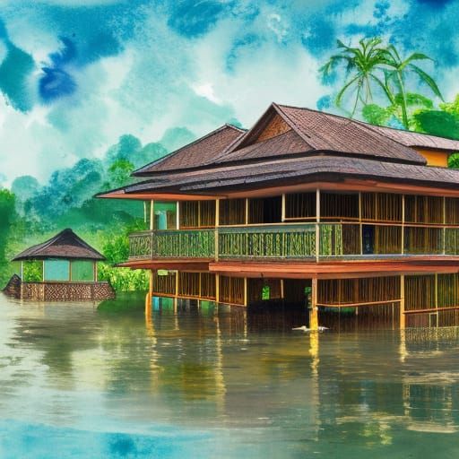 architectural rendering full landscape image of andak indah traditional ...