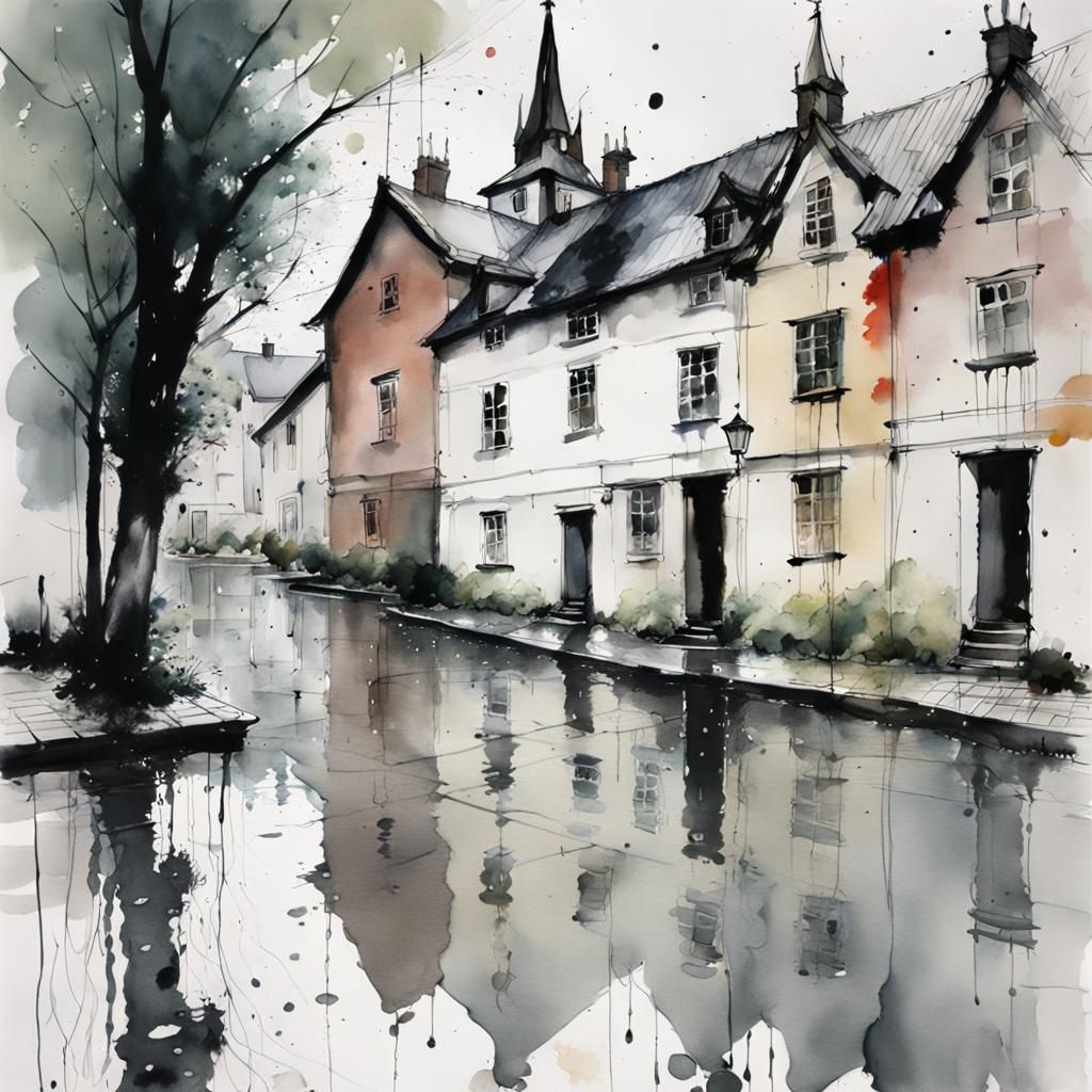 Rainy (5), watercolour - AI Generated Artwork - NightCafe Creator