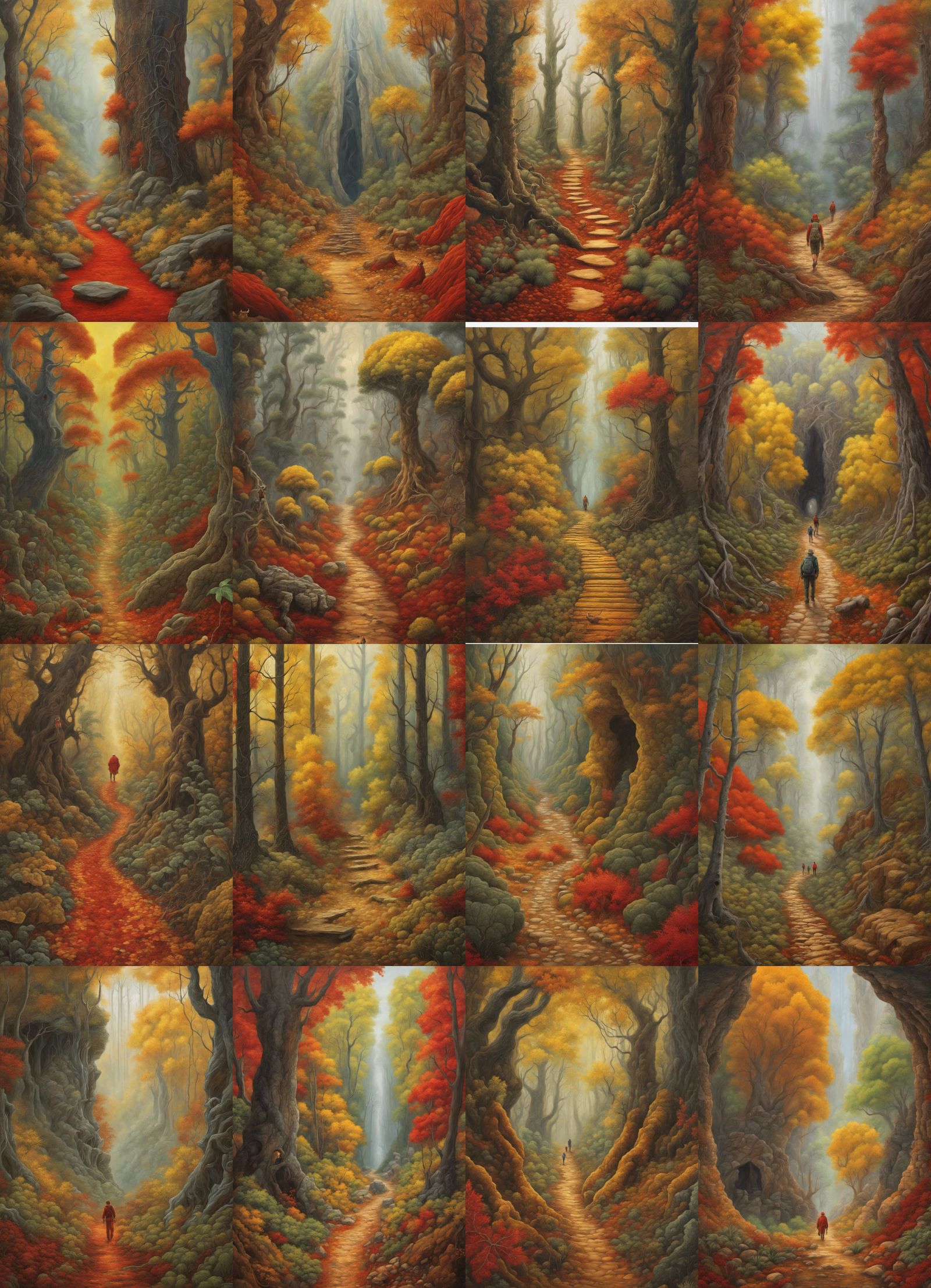 A hiking trail through a forest in Arizona. Autumn. Mysterious creature ...