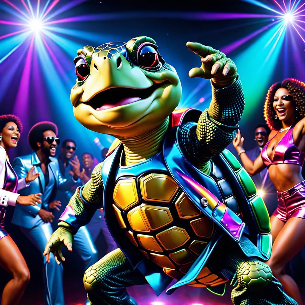 Saturday night fever dancing turtle - party celebration - AI Generated ...