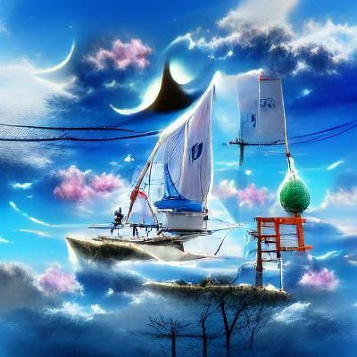 sailboat and a moon in the sky beautiful artwork anime : r/nightcafe