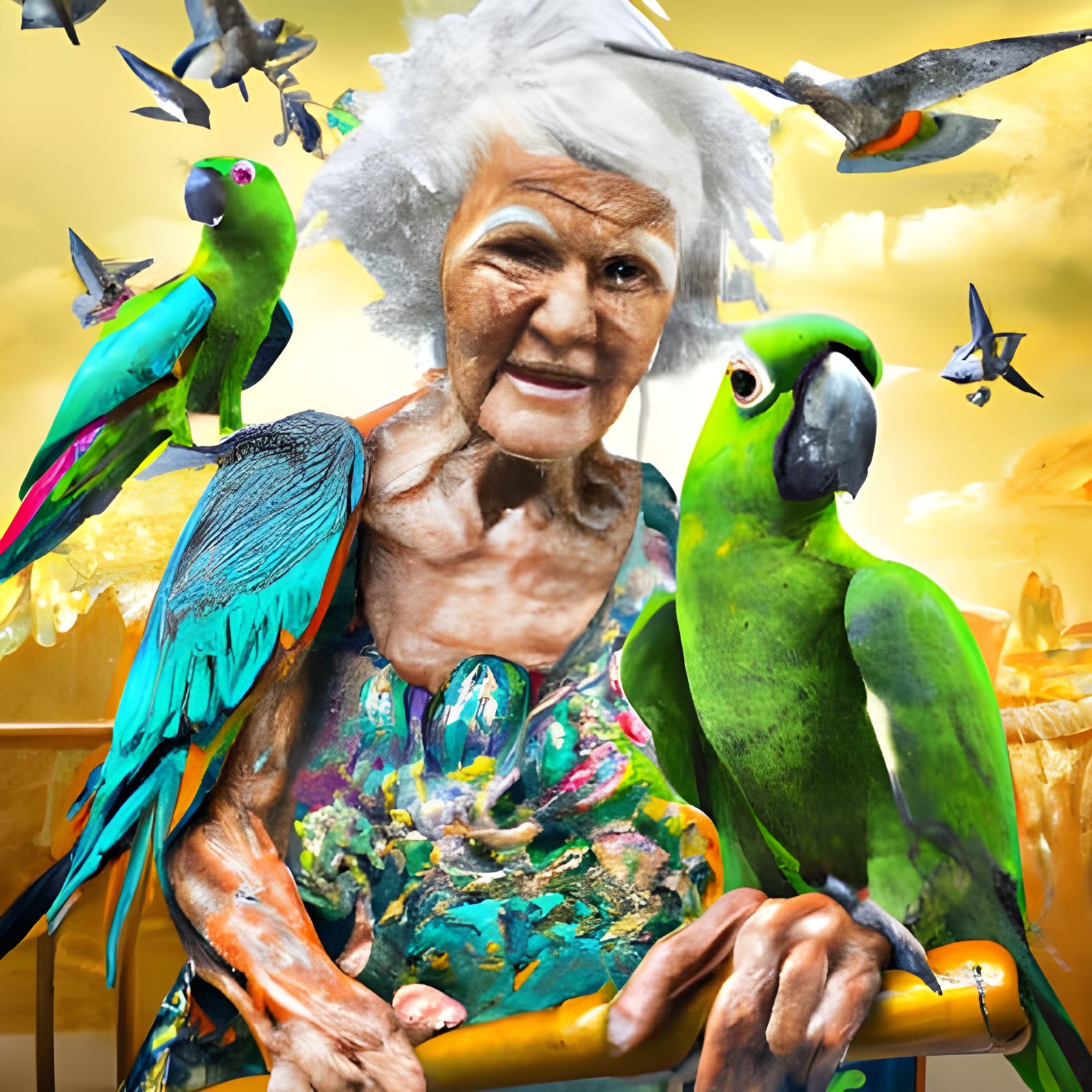 The Parrot Lady - AI Generated Artwork - NightCafe Creator