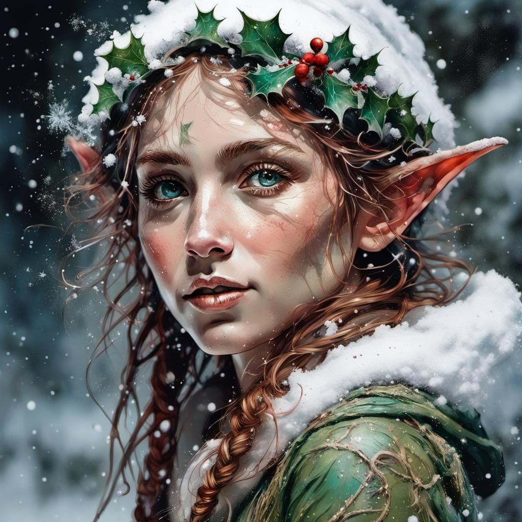 Beautiful Christmas Female Elf - AI Generated Artwork - NightCafe Creator