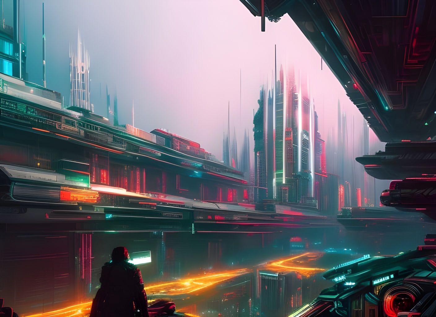 Cyber Cityscape - AI Generated Artwork - NightCafe Creator