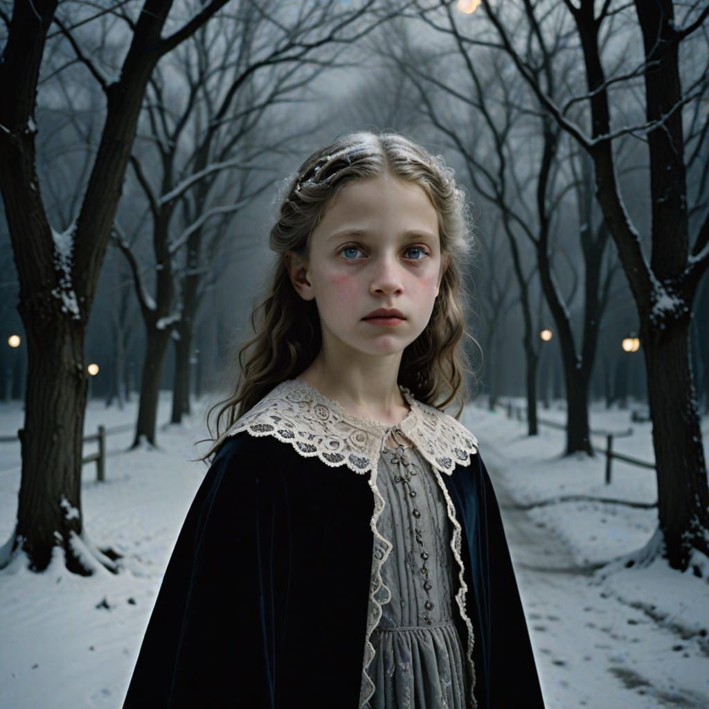 Hyper-realistic portrait photography. A gothic child playing outside at ...