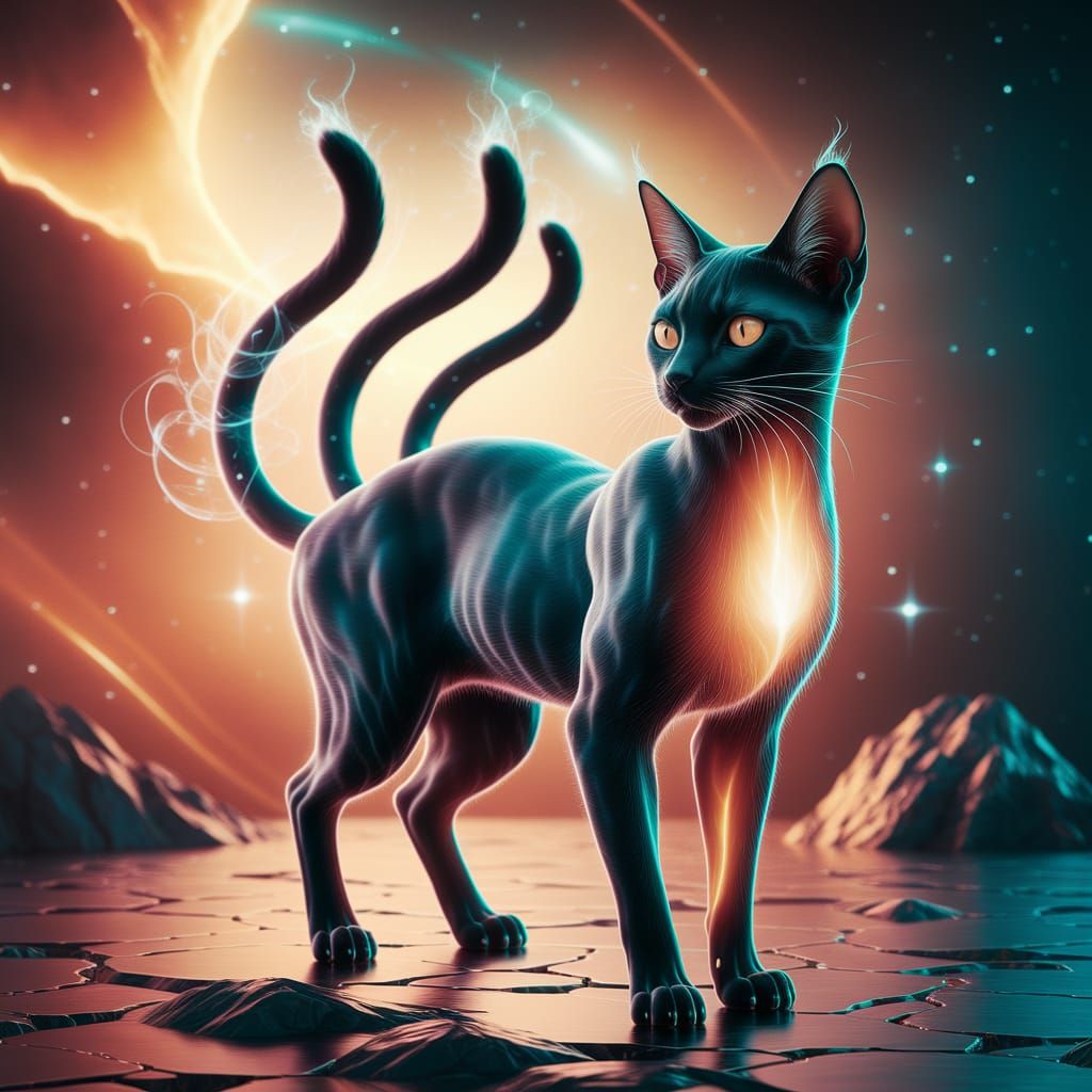 Cat Made From Primordial Sadness - Ethereal Black Cat in Ast...