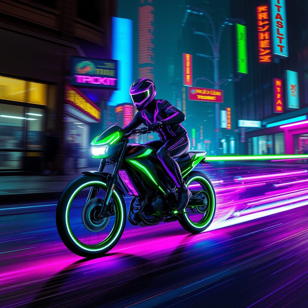 Tron Cycle In The City - Neon Light Cycle in Cyberpunk Citys...
