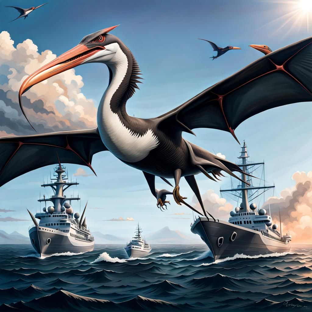 Realistic depiction of anatomically accurate pterodactyls with heads ...