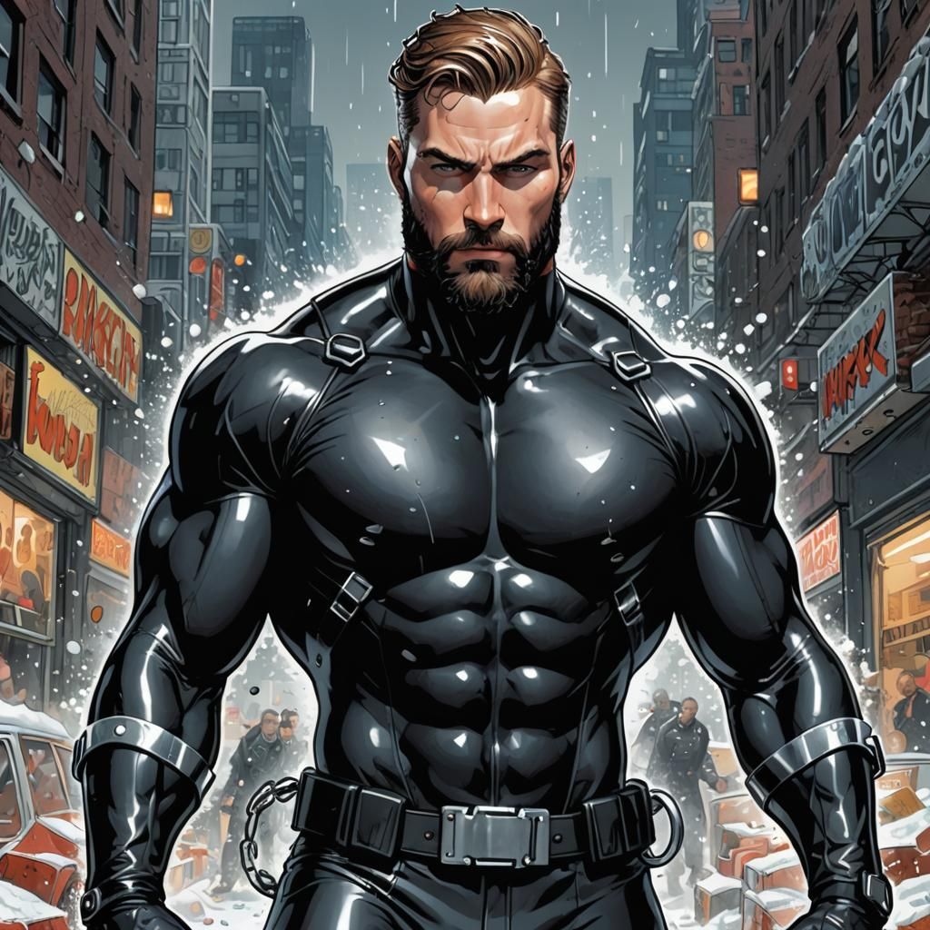 Hero in black rubber - AI Generated Artwork - NightCafe Creator