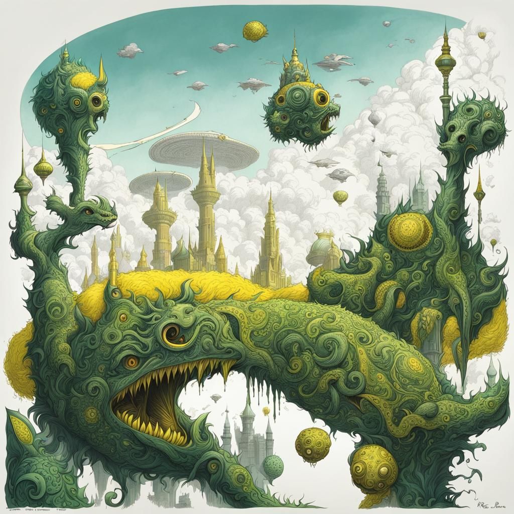 Futuristic monster town - AI Generated Artwork - NightCafe Creator