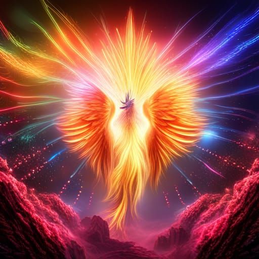 cute baby phoenix bird fireworks, 8k3d surrounded by glowing detailed ...