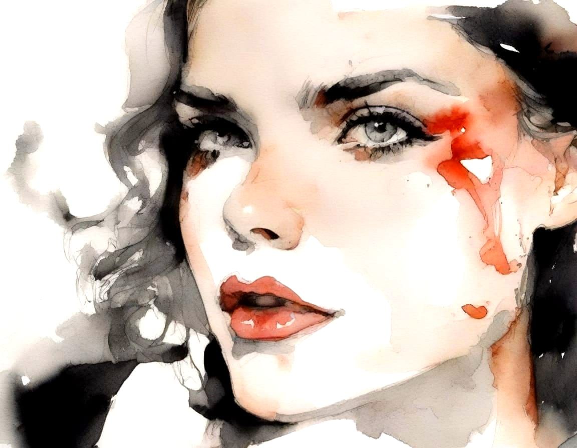 color wash, illustration, storytelling, comic art, line art style ...