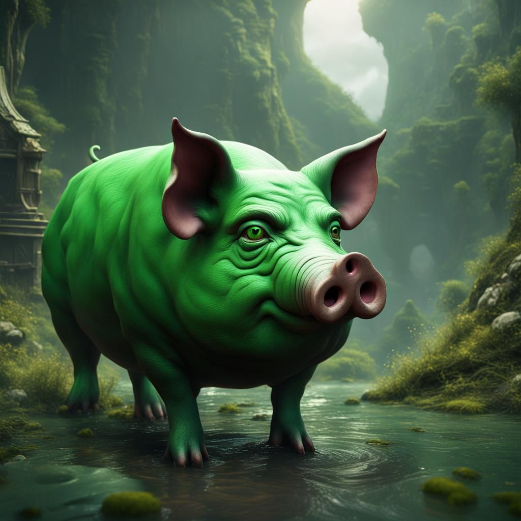 green pig - AI Generated Artwork - NightCafe Creator