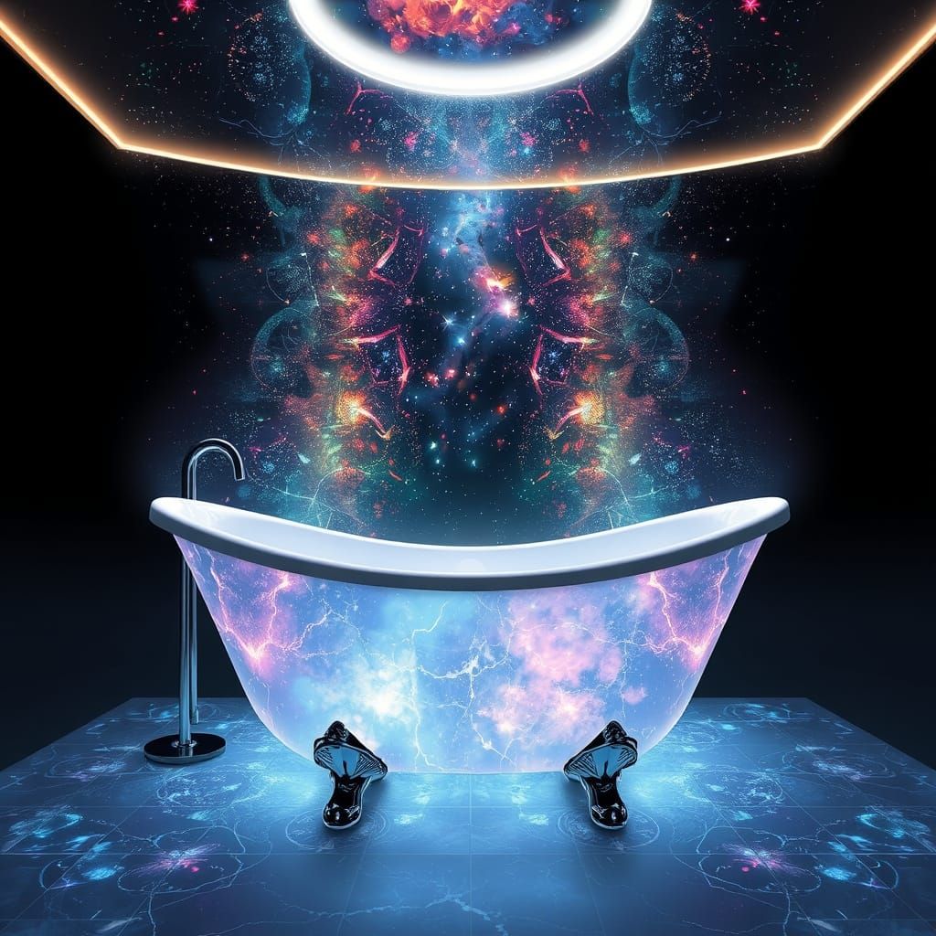 bath tub - Ethereal Cosmic Bath Tub in Vibrant Holographic ...