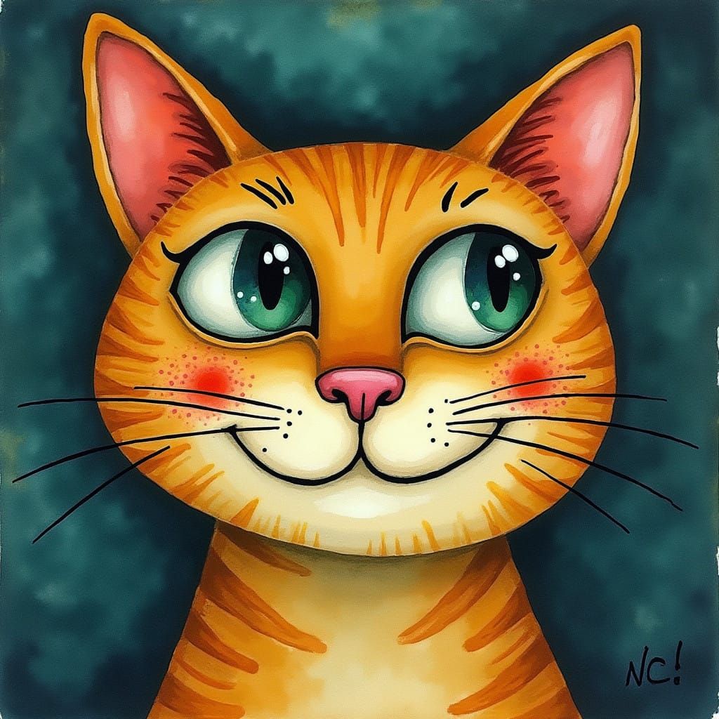 Broadly smiling tabby cat. - Broadly smiling tabby cat.