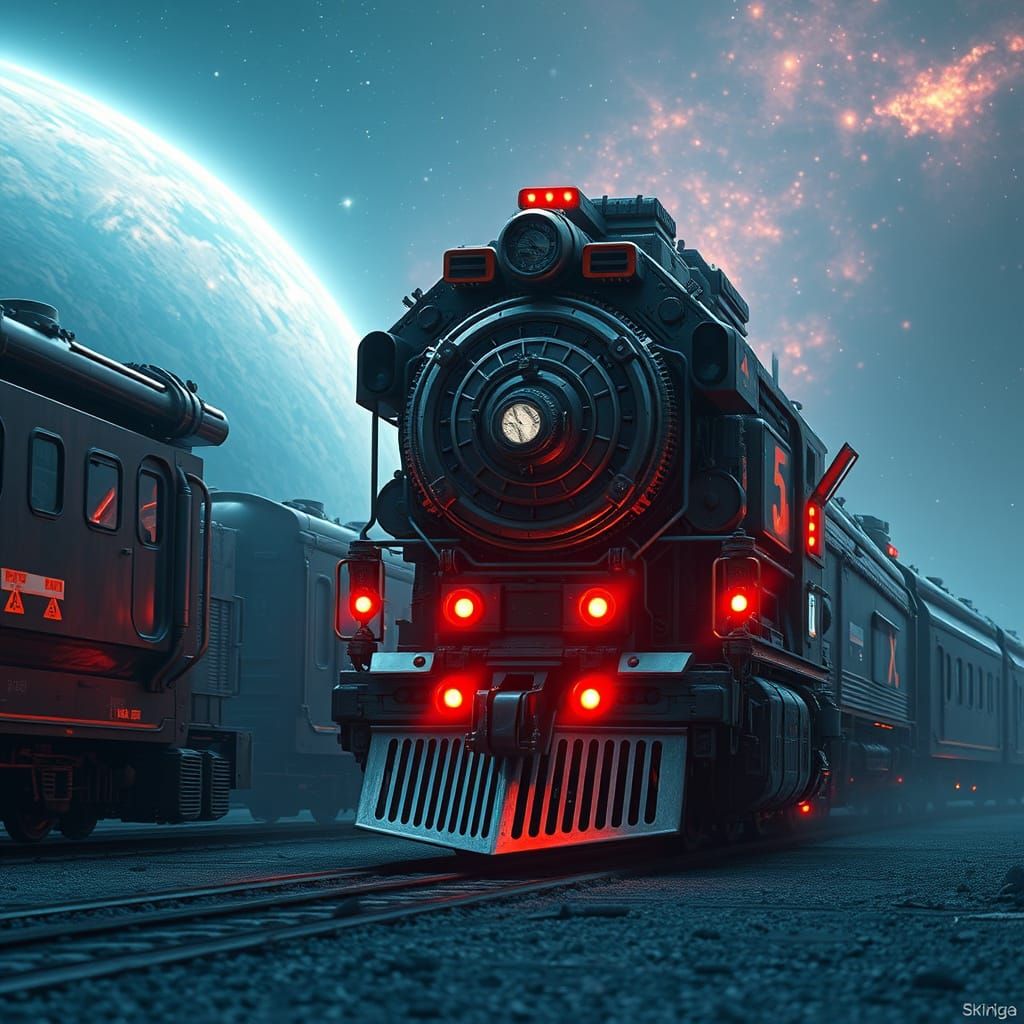 Large space train - Epic Space Train in Nebula Landscape