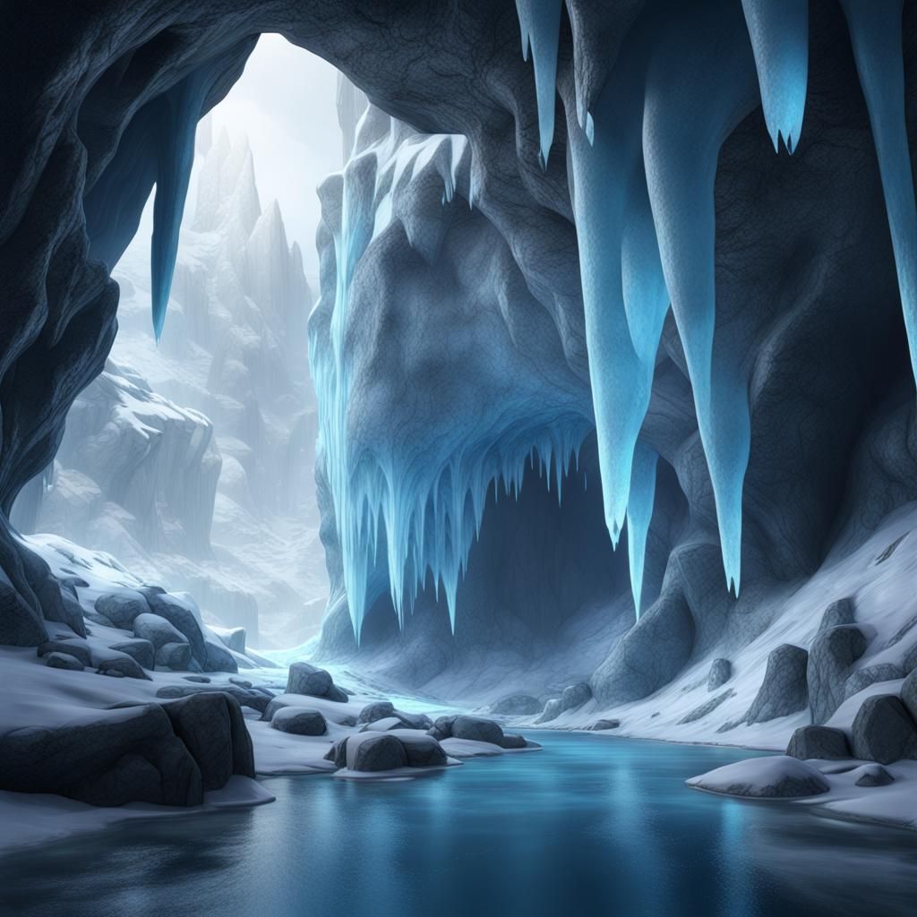Icy cave - AI Generated Artwork - NightCafe Creator
