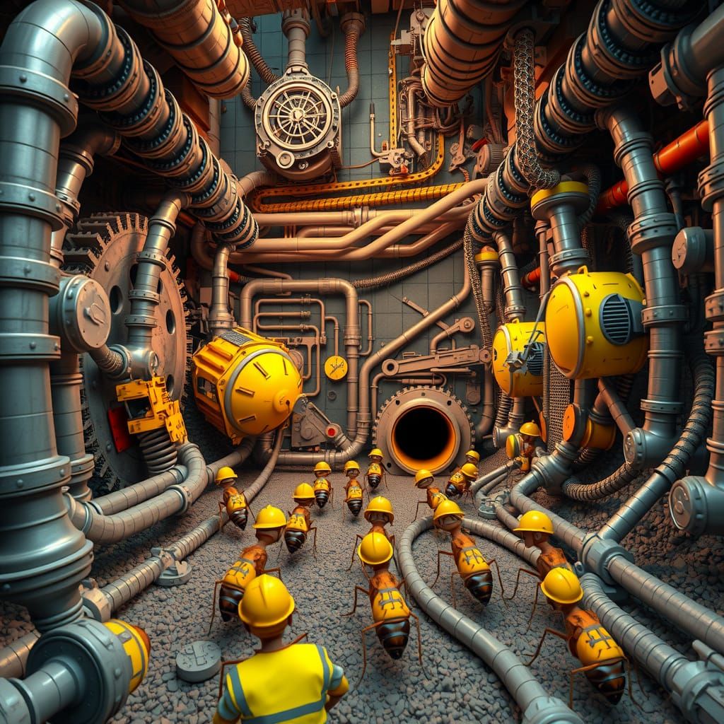 Whimsical Techno-Ant Metropolis in 3D Rendered Sty... - AI Art