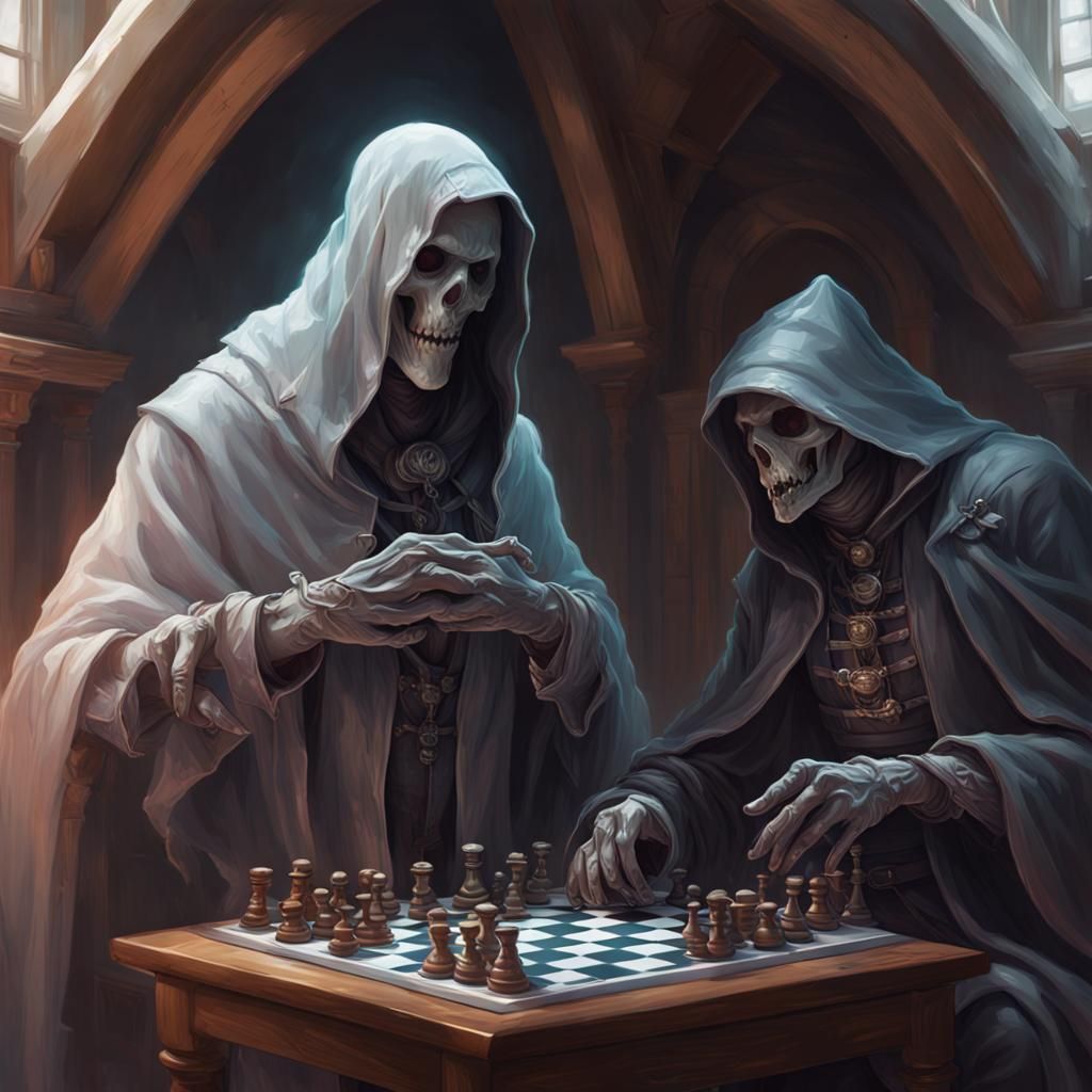 A Ghost playing Checkers with the Grim Reaper - AI Generated Artwork ...