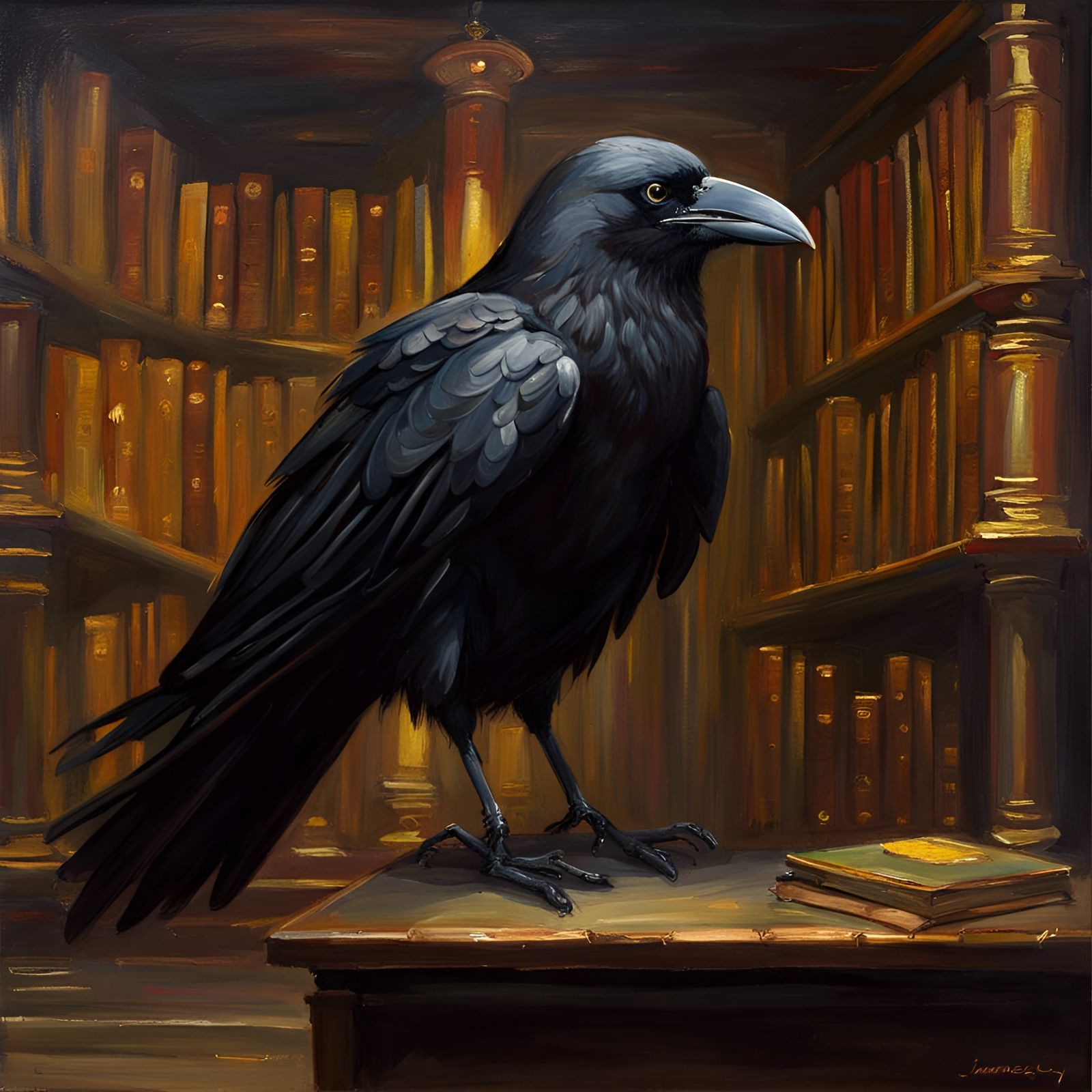 Library Crow - AI Generated Artwork - NightCafe Creator