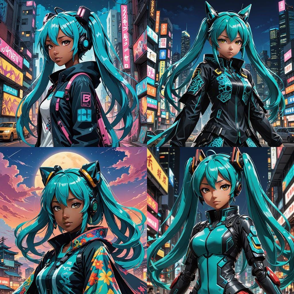 African American Hatsune Miku - Surreal Afro-Chic Hatsune M...