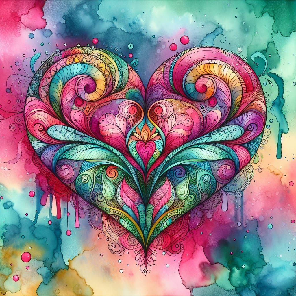 Watercolor Drippy Heart - Posted - Watercolor Drippy Heart