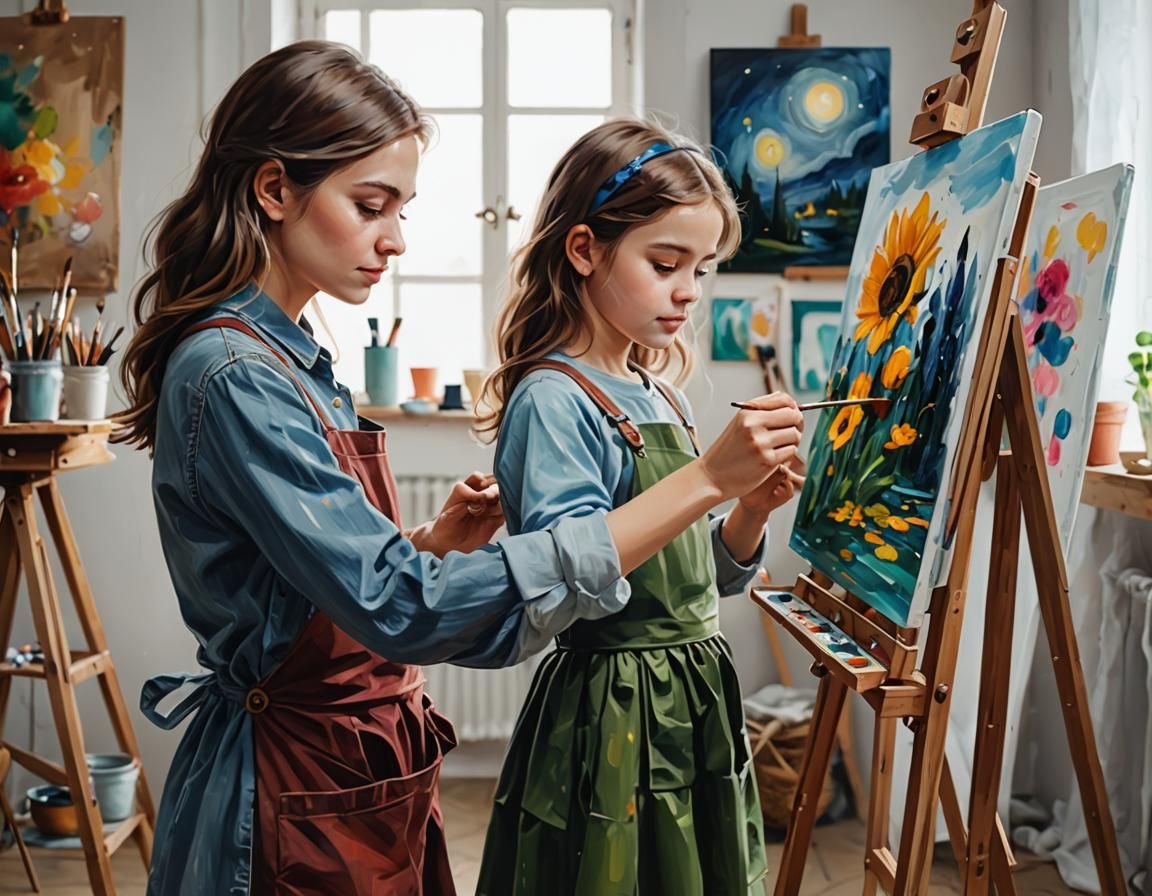 Art Teacher & Student - AI Generated Artwork - NightCafe Creator