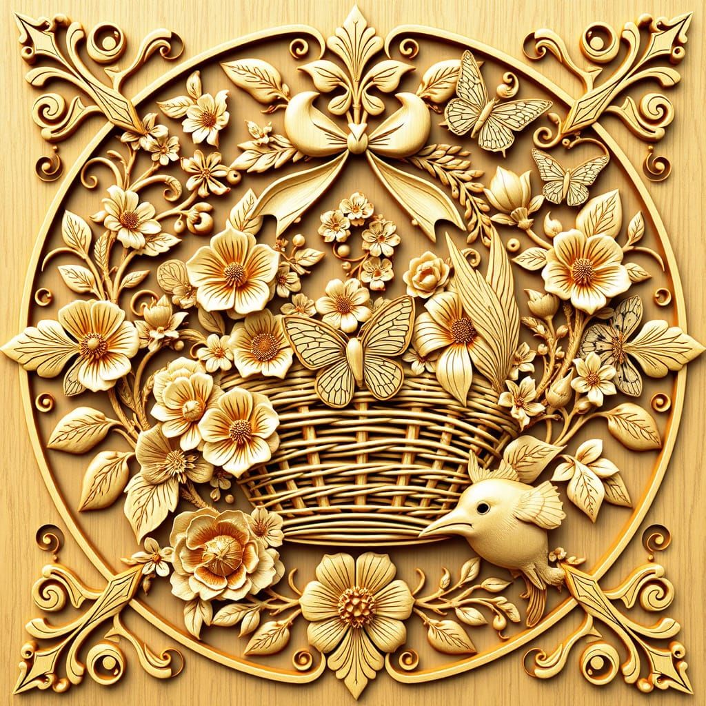 Generate a laser-ready 2D vector file (SVG, AI, DXF) of a Baroque ...