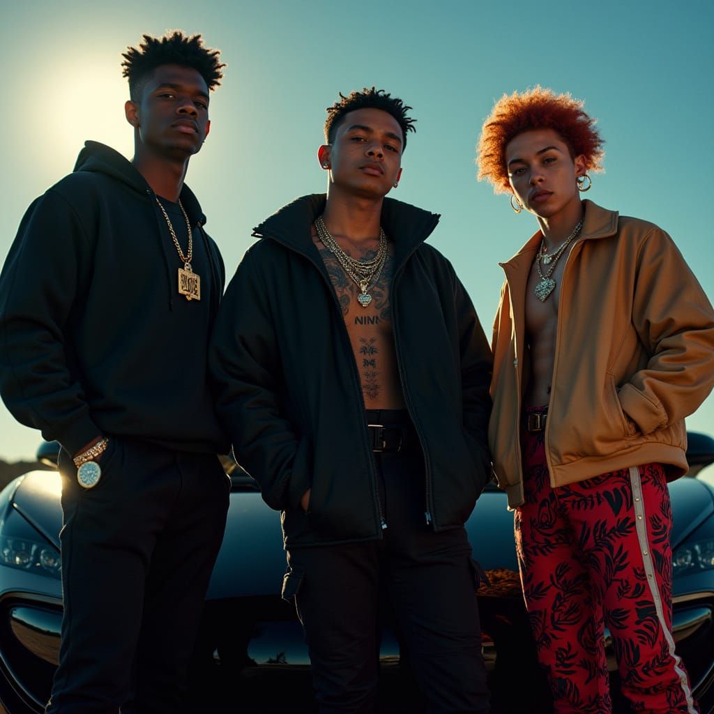 Young Rappers Steal the Scene in a Custom Sports C... - AI Art