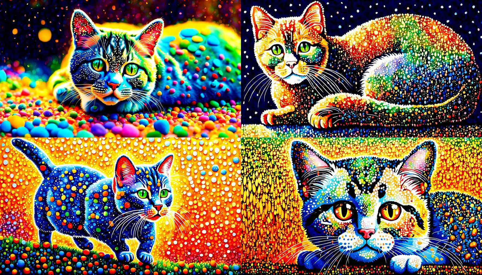 pointillism artwork of a beautiful dwarf short legged cat - AI ...