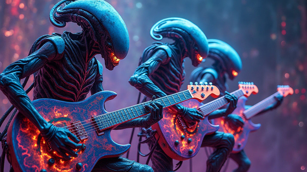 3x Xenomorph Hybrid Metal - Cyberpunk Xenomorph Hybrid Musi...