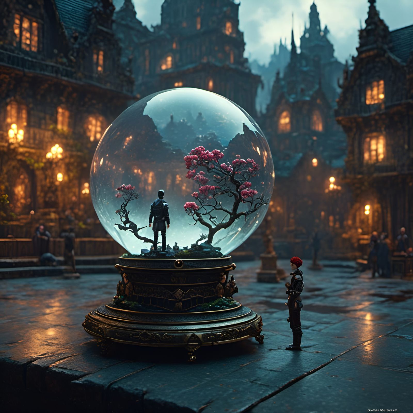 Enchanted crystal ball; aetherpunk; exquisite; lavish; rococo; advanced ...