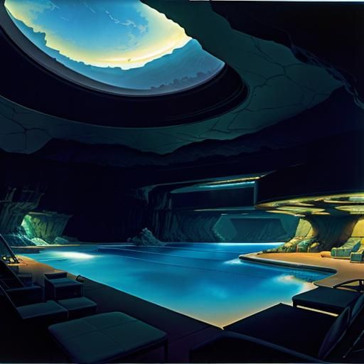 Swimming Pool in the Musk Mansion on planet Mars - AI Generated Artwork ...