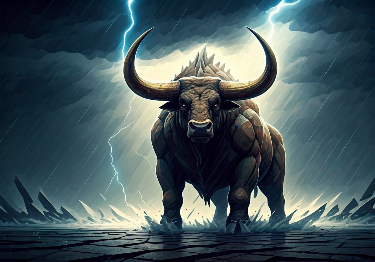 Thunderhorn Behemoth - Dynamic Cubist Depiction of Thunderh...