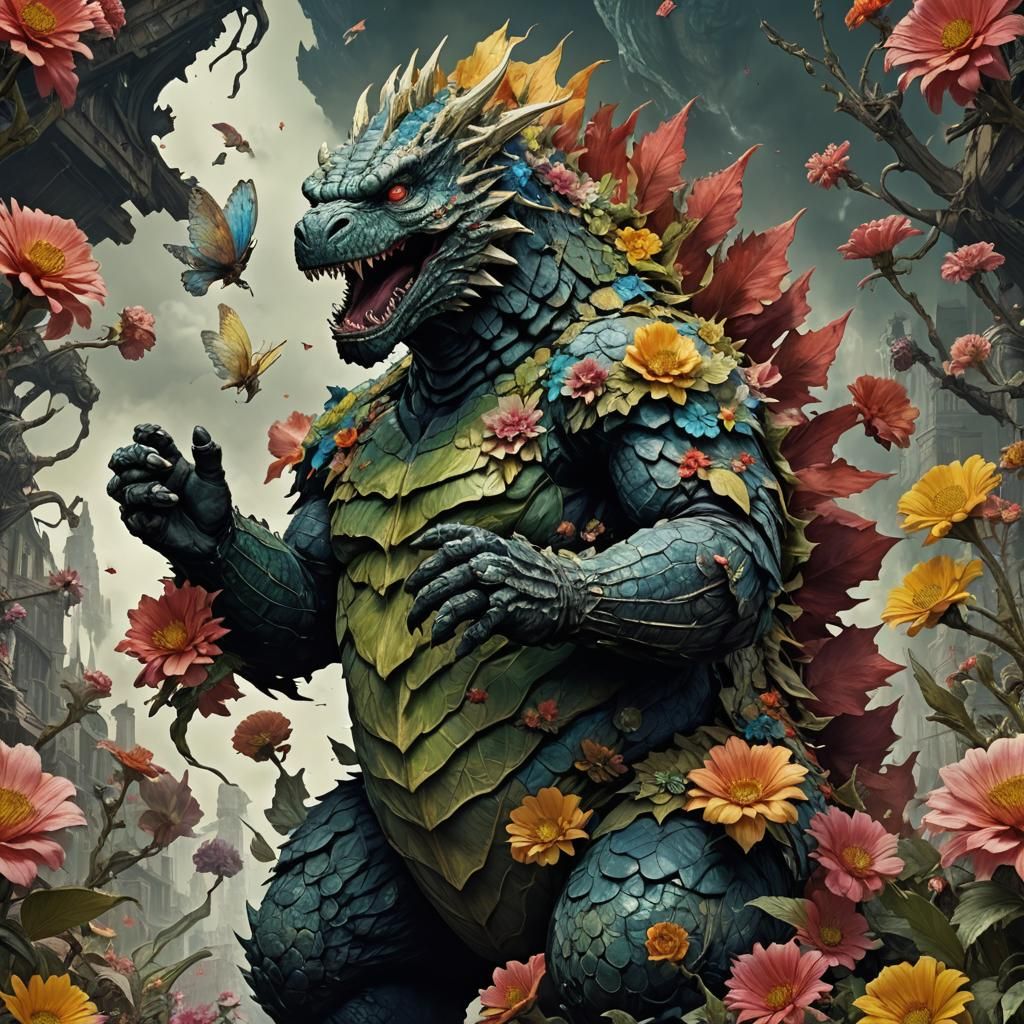 Godzilla flower - AI Generated Artwork - NightCafe Creator