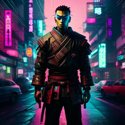 Cyberpunk sad samurai in night town - AI Generated Artwork - NightCafe ...