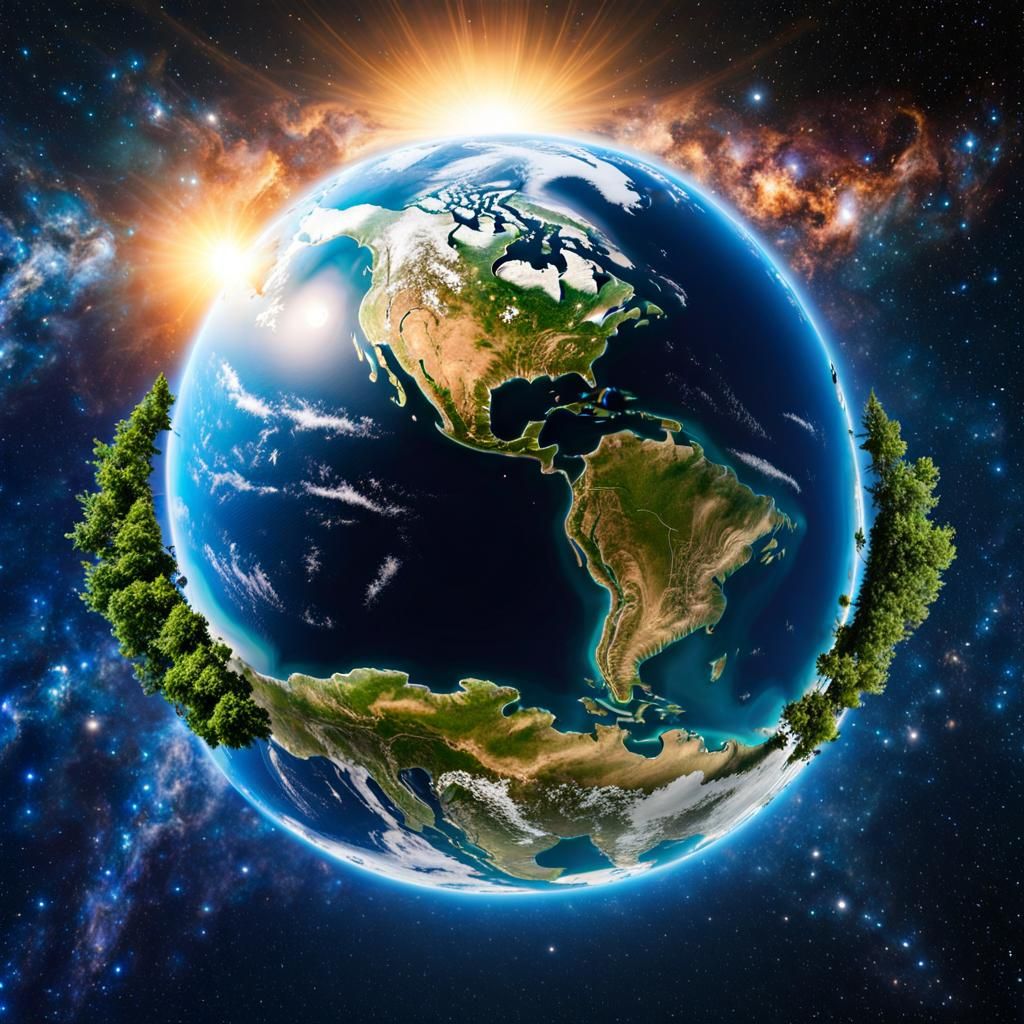 Our (beautiful Planet Earth:1.3) (seen inside a transparent large Great ...