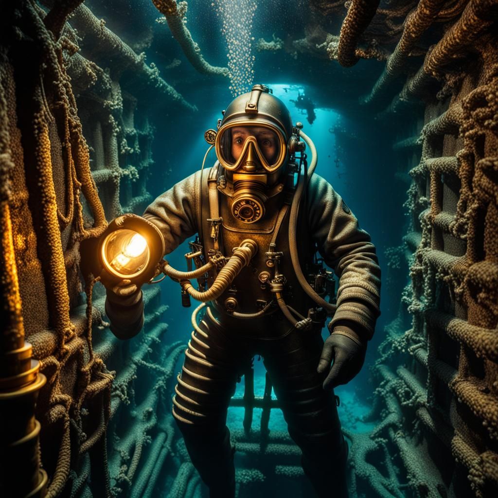 Victorian deep sea diver - AI Generated Artwork - NightCafe Creator