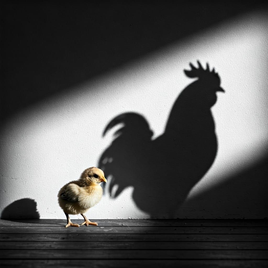 Living Shadows - A small chick casts a huge shadow of a rooster and not ...