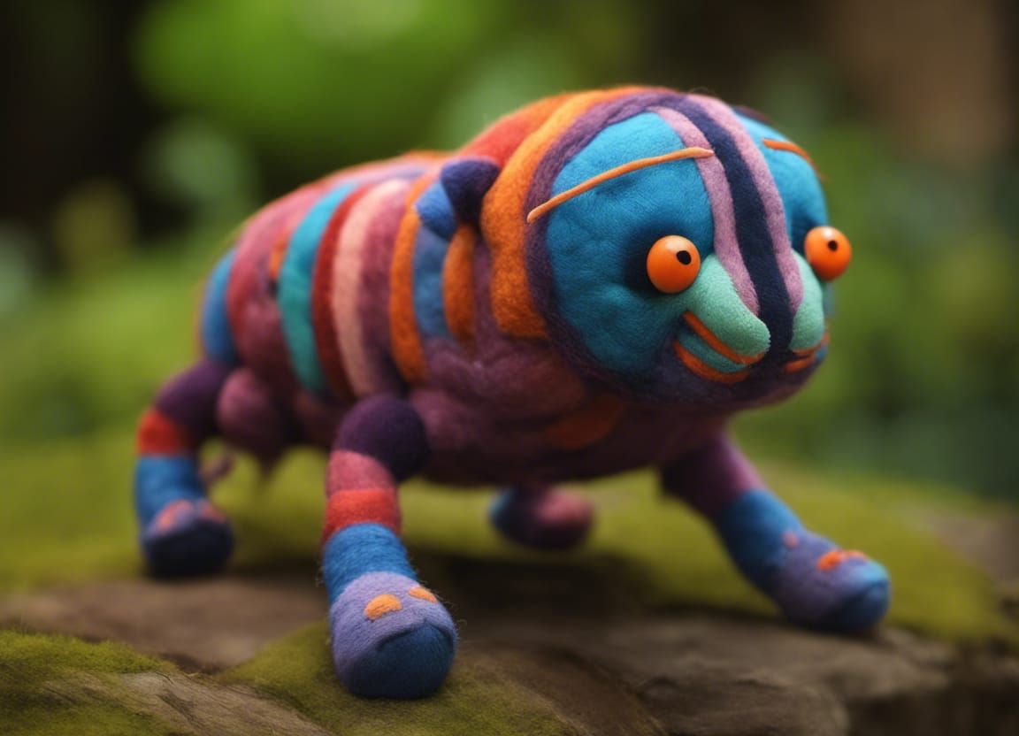 plush fluffy patchwork creature, by 3D textile collage artist ...