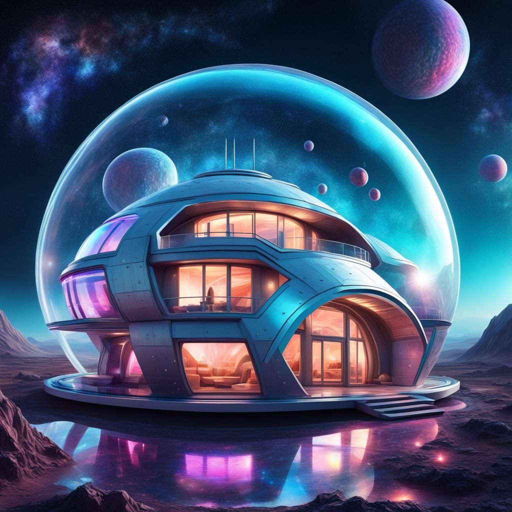 Futuristic houses in space - AI Generated Artwork - NightCafe Creator