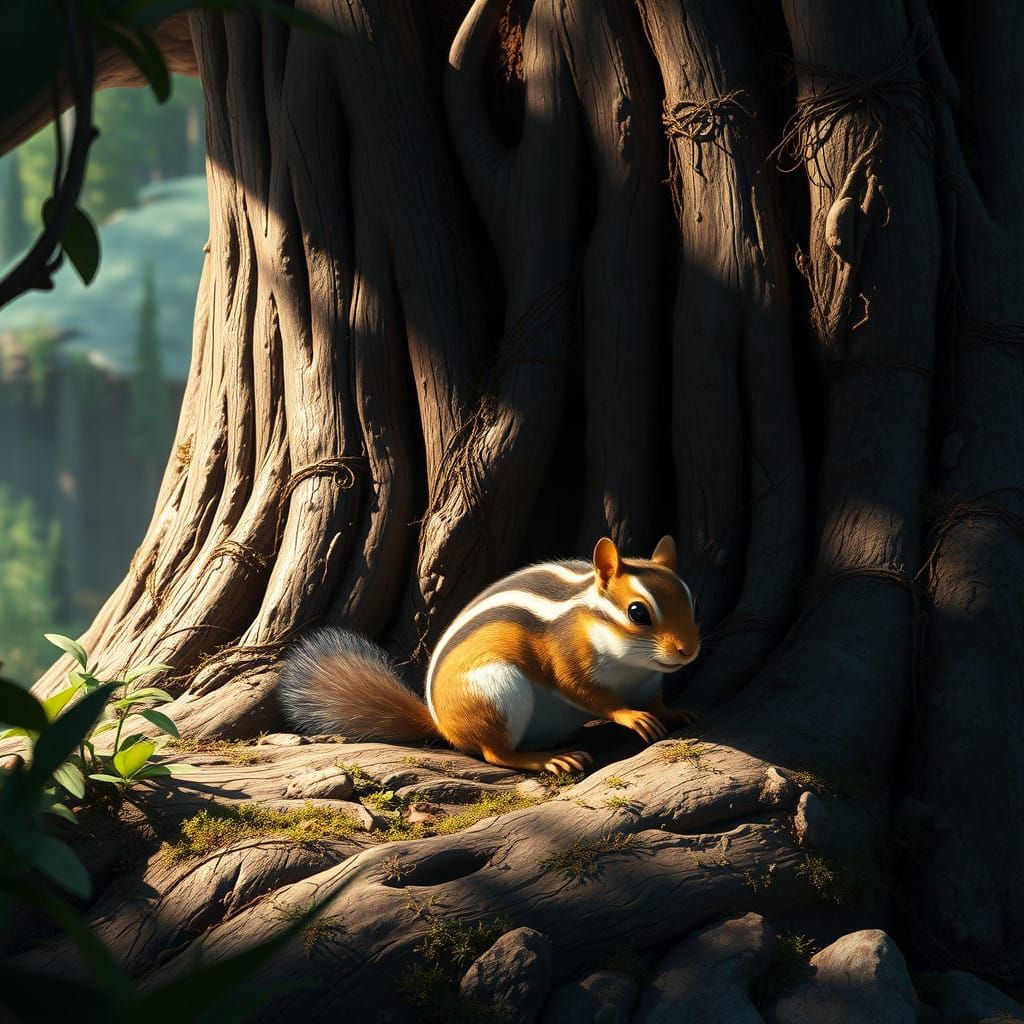 Chipmunk Resting In The Shadow - Fantastical Chipmunk in Spl...