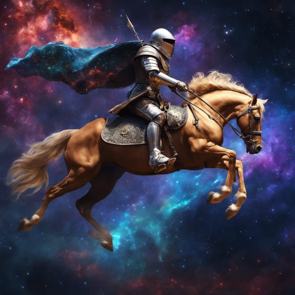 A Cosmic Knight riding a flying horse - AI Generated Artwork ...